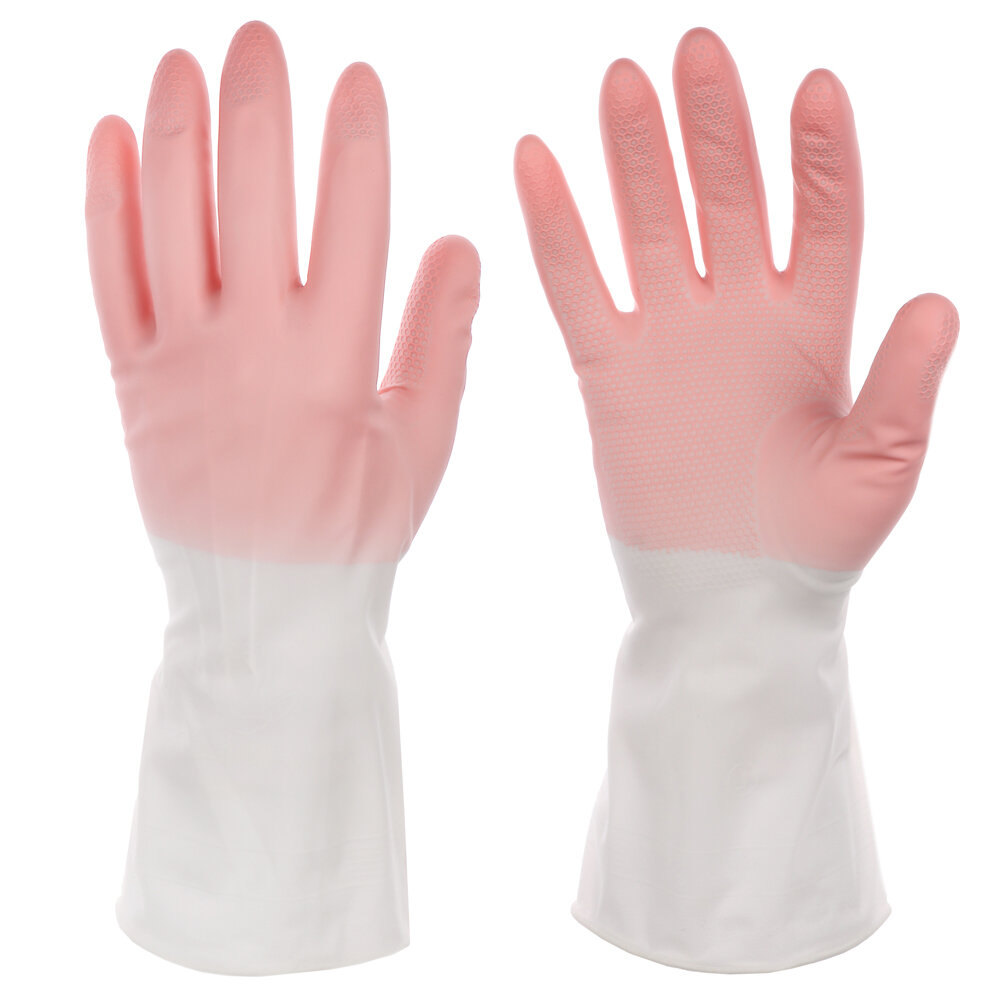 VETTA Перчатки хозяйственные, двухцветные, ПВХ, 30см, L, для дома