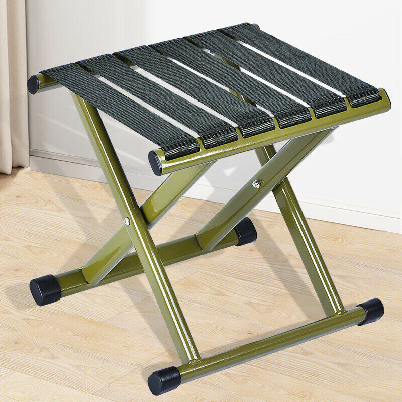 Grsaed Outdoor Folding Stool, Thickened Portable Small Stool, Fishing Chair, Bench, Travel Folding Chair, Army Green