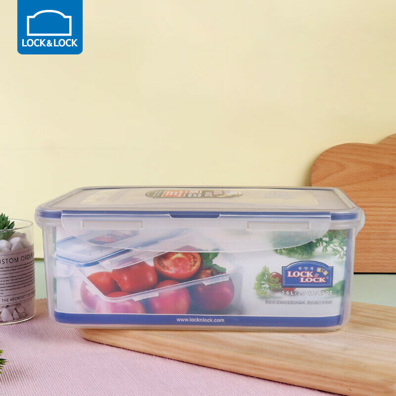 Lock & Lock Large Capacity Plastic Refrigerator Storage Container, Microwave-Safe Lunch Box, Rectangular, 2.6L — фото 1