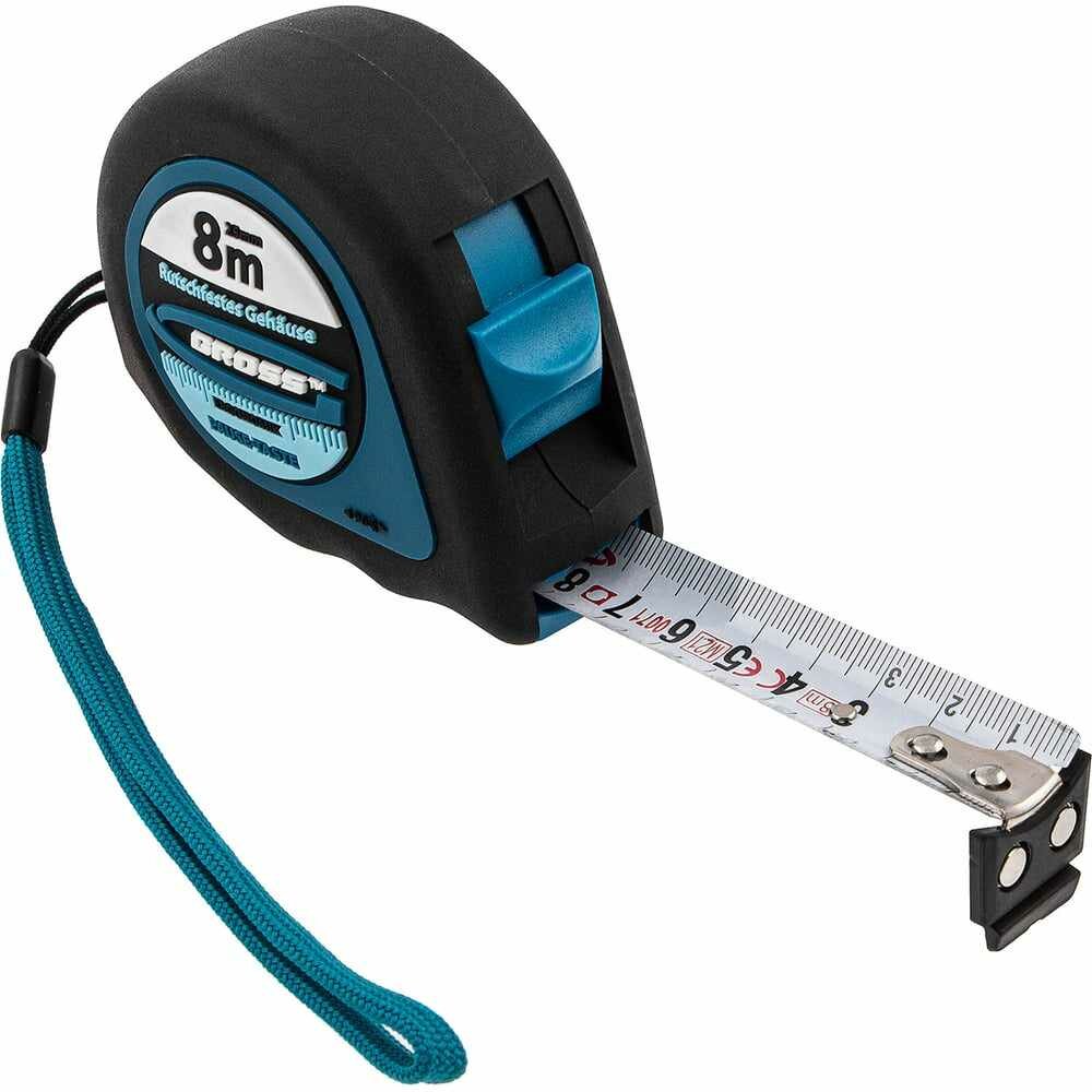 GROSS Рулетка Ergonomisch 8 м x 25 мм, магнитный обрезиненный зацеп 31104