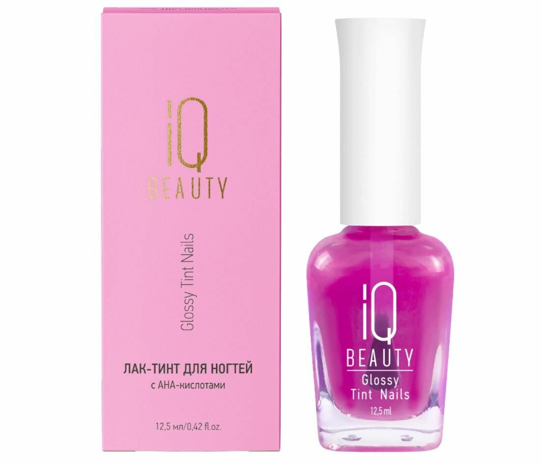 IQ Beauty Лак-тинт с AHA-кислотами Glossy Tint Nails 02 Magenta Ice,12.5 мл