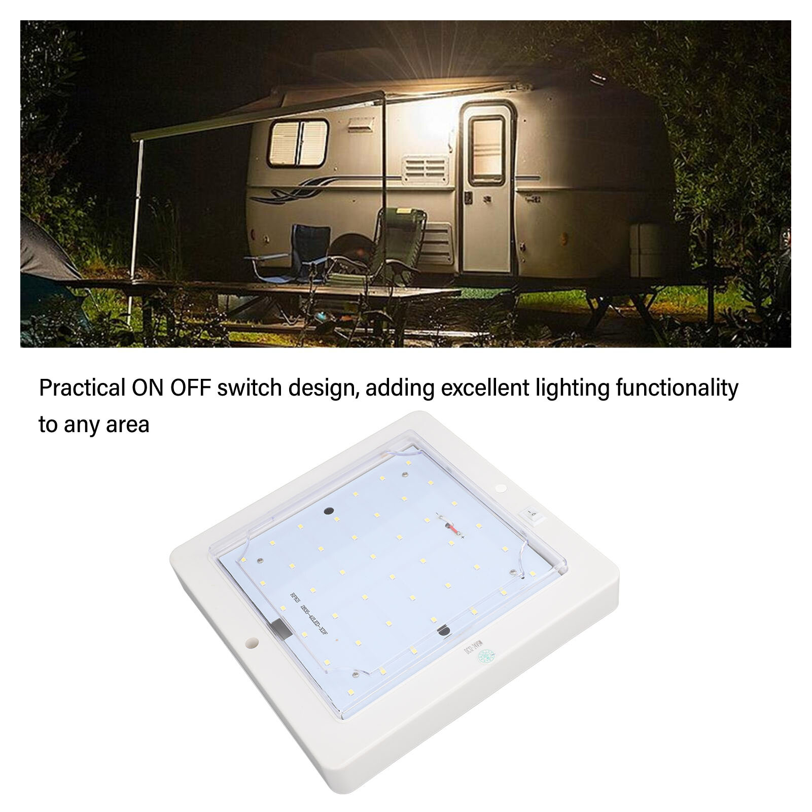 8x8 дюймов, постоянный ток, 12 24 В, квадратный потолочный светильник для кабины автофургона, 9 Вт, светодиодный внутренний потолочный светильник на крыше, лампа для кабины для автомобильного прицепа, кемпера, морских лодок, чистый белый свет 6000 6500k