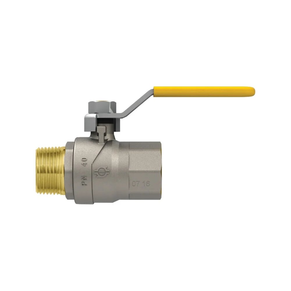 Кран шаровой FIV 8201R004, для газа, латунь, никелированное покрытие, полнопроходной, 1/2"