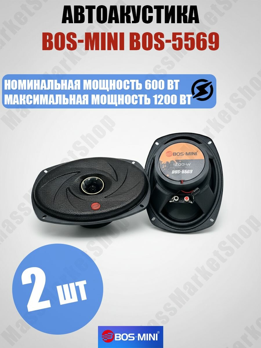 Премиальная Автоакустика BOS-MINI BOS-5569/ Овальные Динамики(6x9). /1200Вт