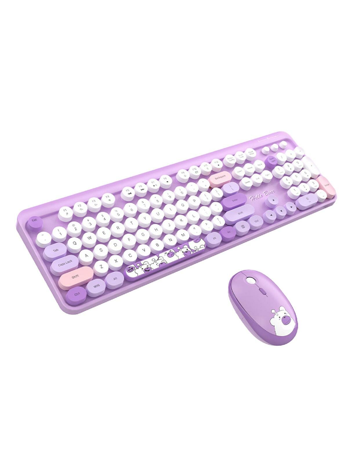 Hello Bear 2.4G Wireless Keyboard Cute With Numeric 104 Keys Gaming Keyboard Mouse Set For Laptop Desktop PC Gift