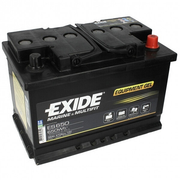 Аккумулятор лодочный EXIDE EQUIPMENT Gel ES 650 278x175x190
