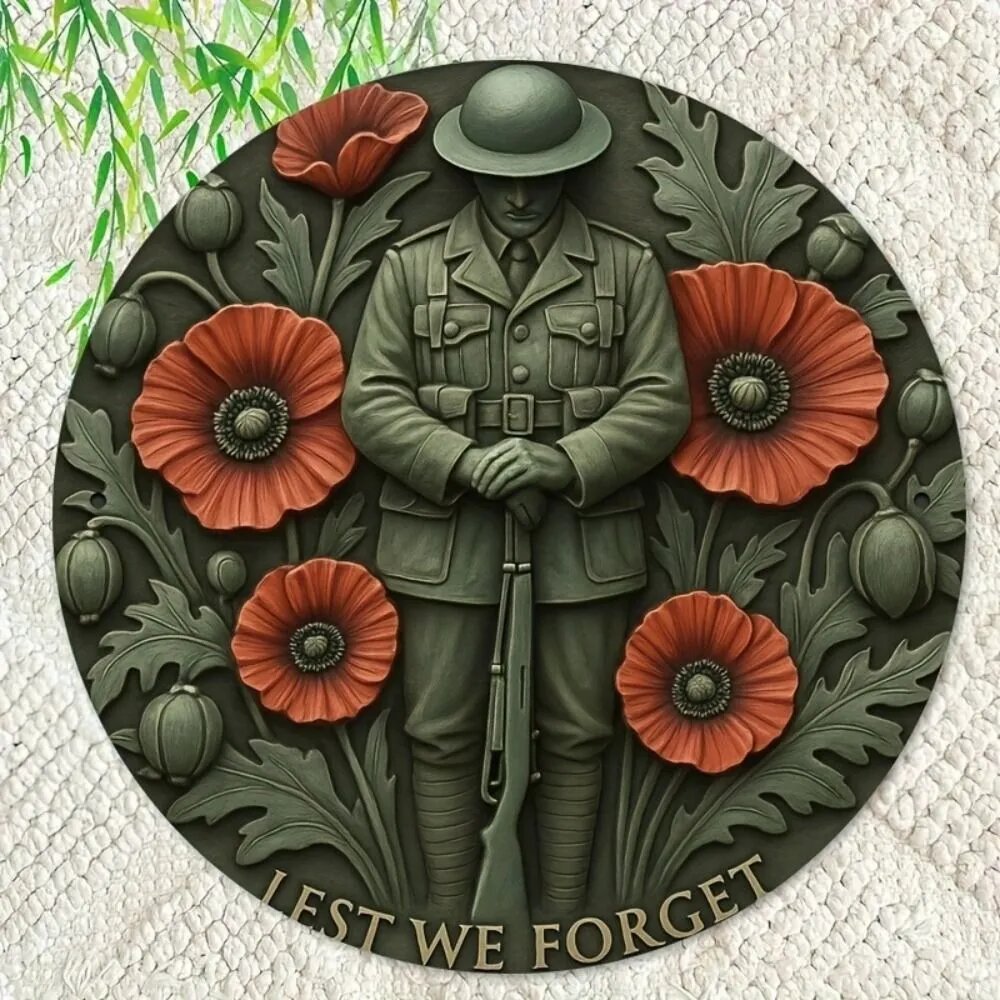 Декоративная 2D металлическая панель с солдатом и маками