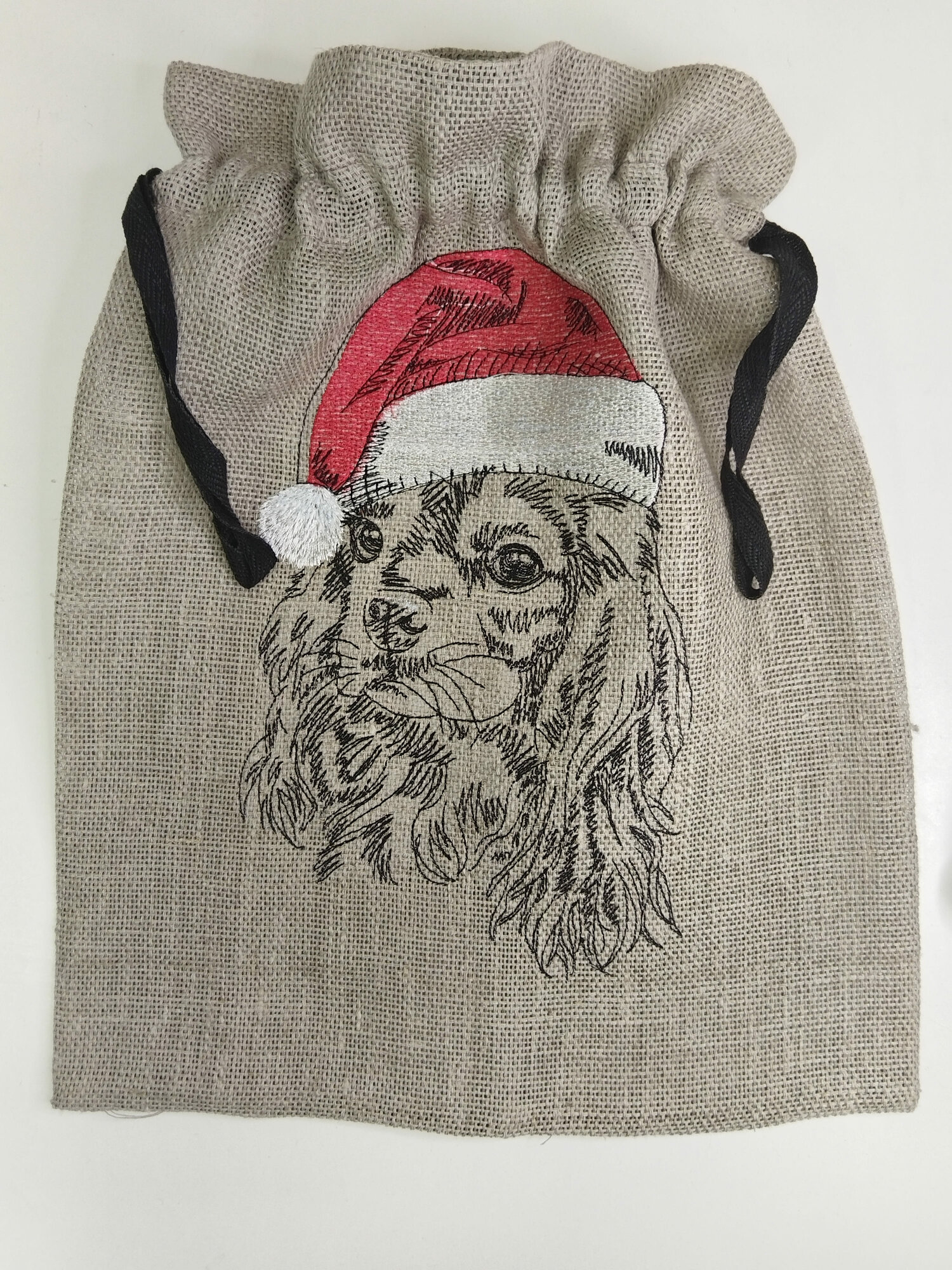 Мешочек для хранения, "Студия Ателье", лен, вышивка, на завязках, 30х37 см