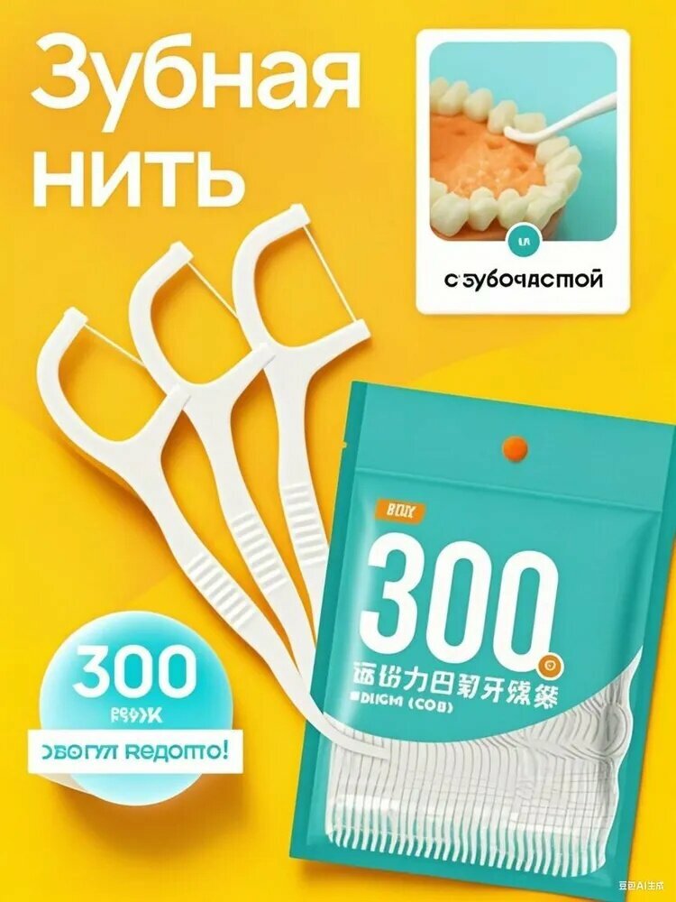 Зубочистки Белые зубочистки 300 шт. в упаковке Бесплатная коробочка с зубной нитью