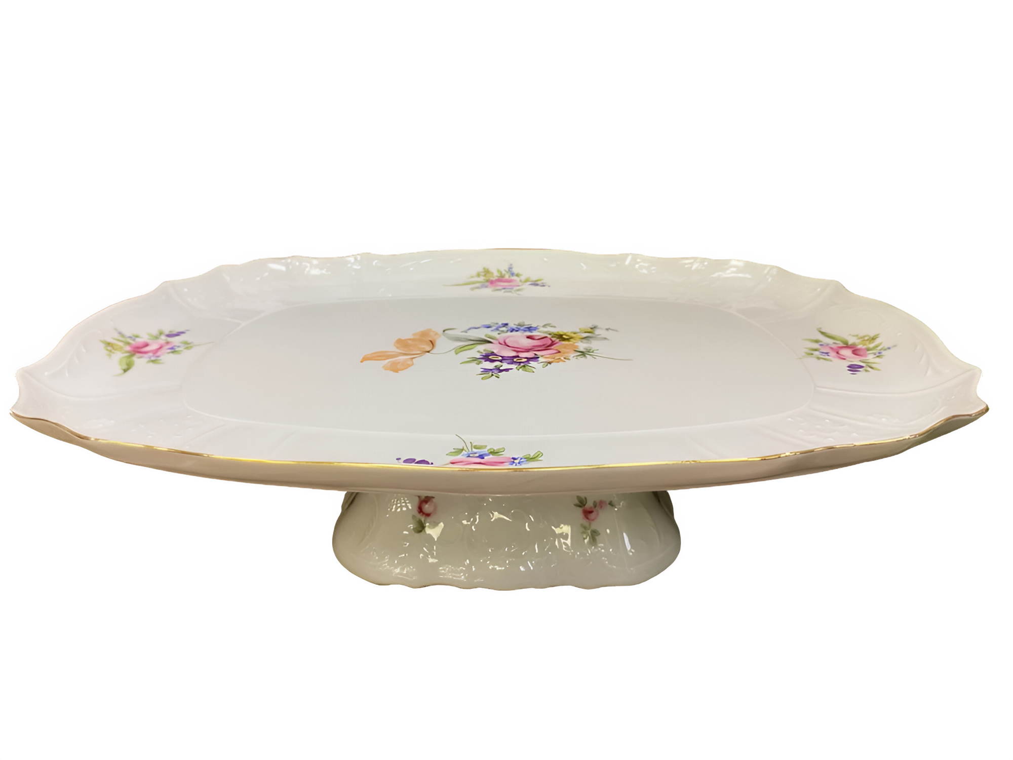 Поднос 40 см на квадратной ножке; "Bernadotte", декор "Мейсенский букет", Thun/ БТФ1455