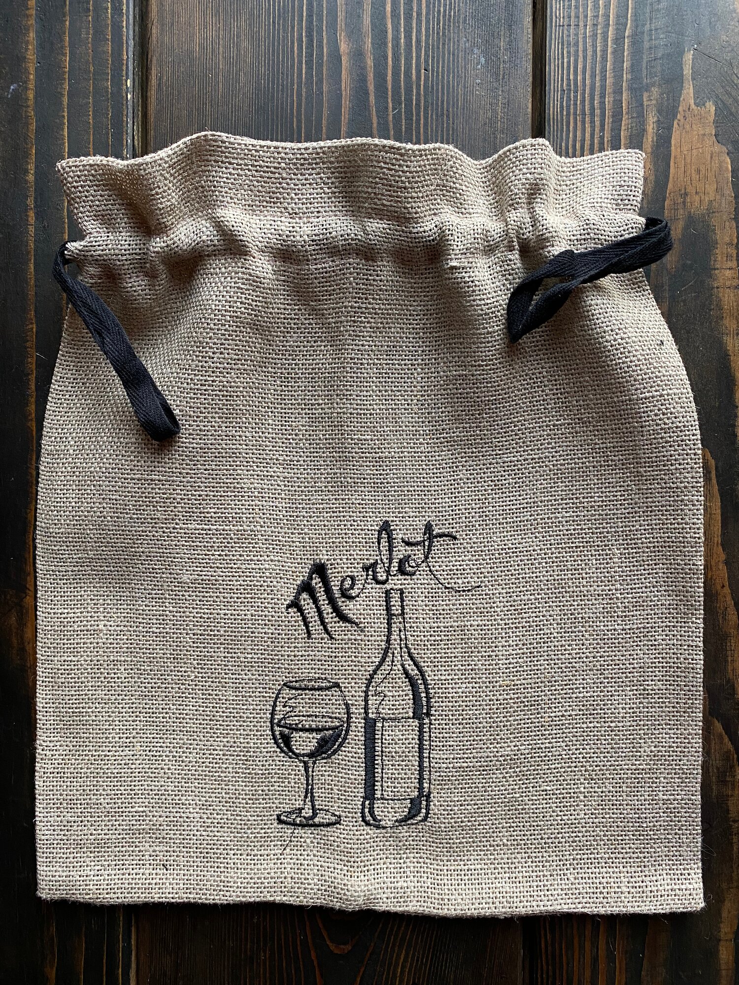 Мешочек из льна для хранения, цвет серый, мерлот, 29*30 см.