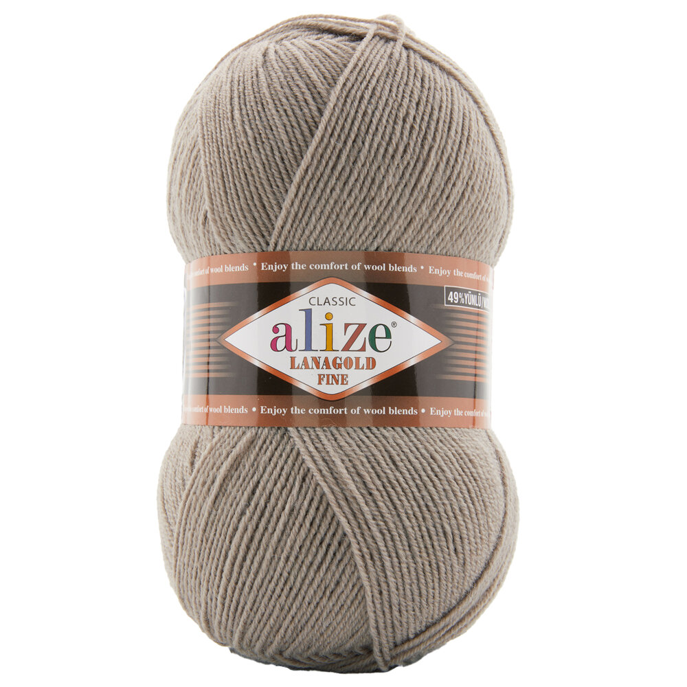 Пряжа для вязания Alize Lanagold fine 990 норка 100 гр/390 м 49% шерсть, 51% акрил