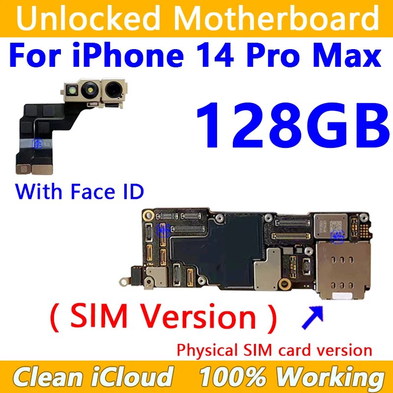 Оригинальная материнская плата для iPhone 14/14Pro/14Pro Max с распознаванием лица разблокированная логическая плата iCloud материнская плата для iphone14 Plus 14PM-128G Face-SIM