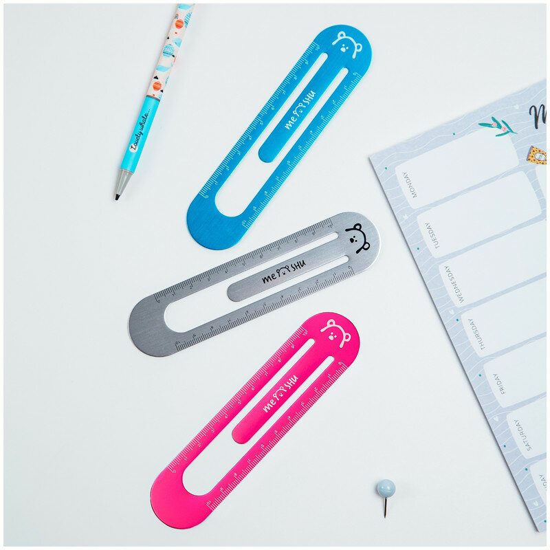 Линейка 10см MESHU, стальная, ассорти, европодвес, 309711