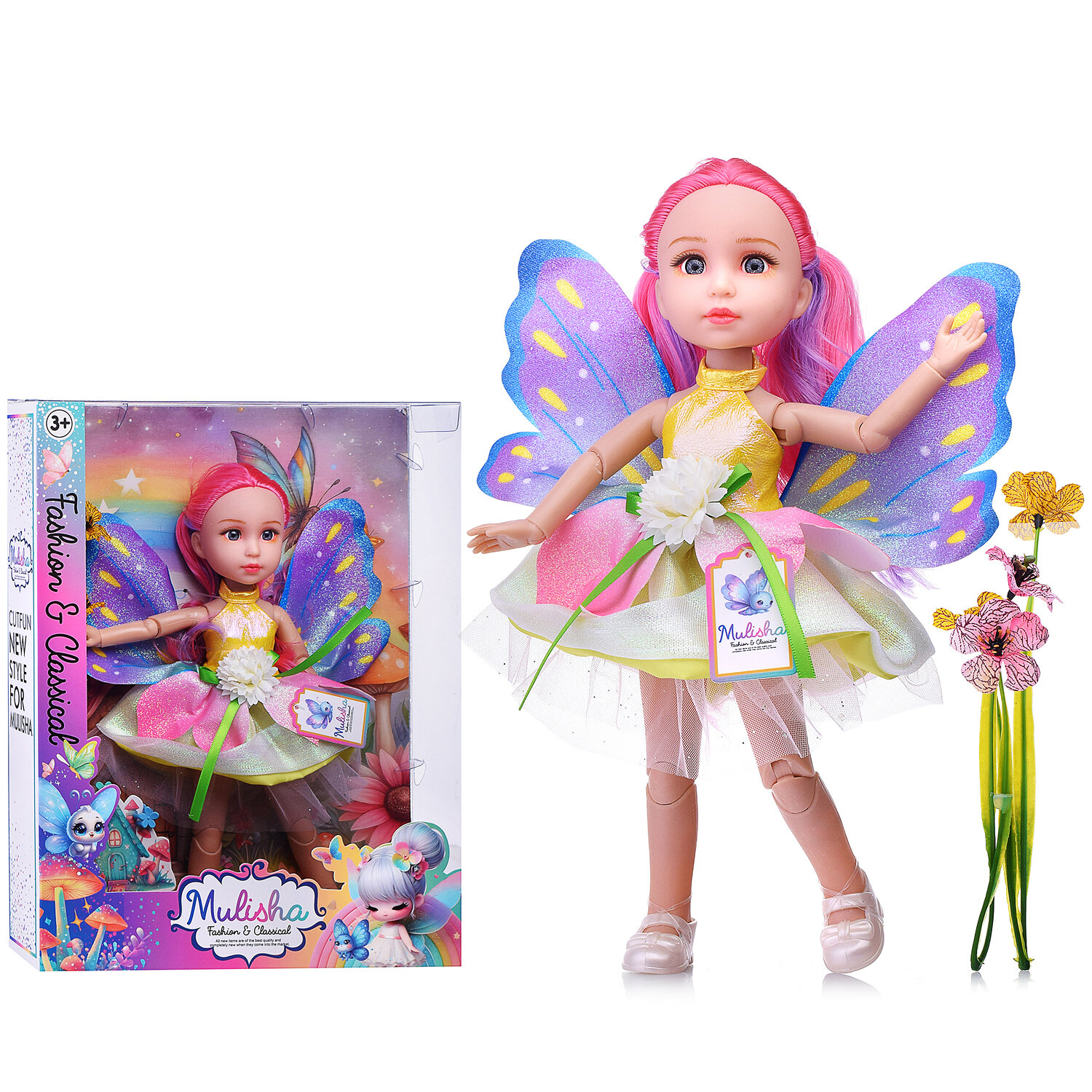 Кукла QJ198C "Сказочная фея", 10х6х29 см, шарнирная, в коробке