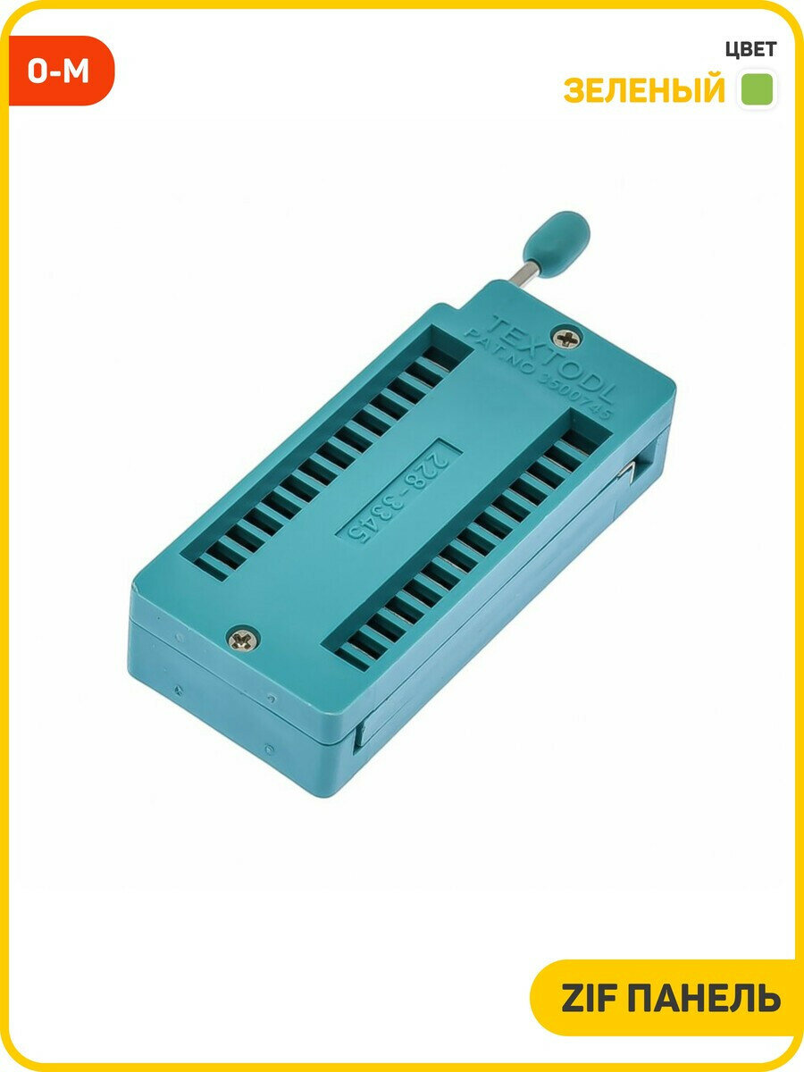 ZIF панель с 0-м усилием/ширина 15.24 мм шаг 2.54 мм (DIP-24) зеленый