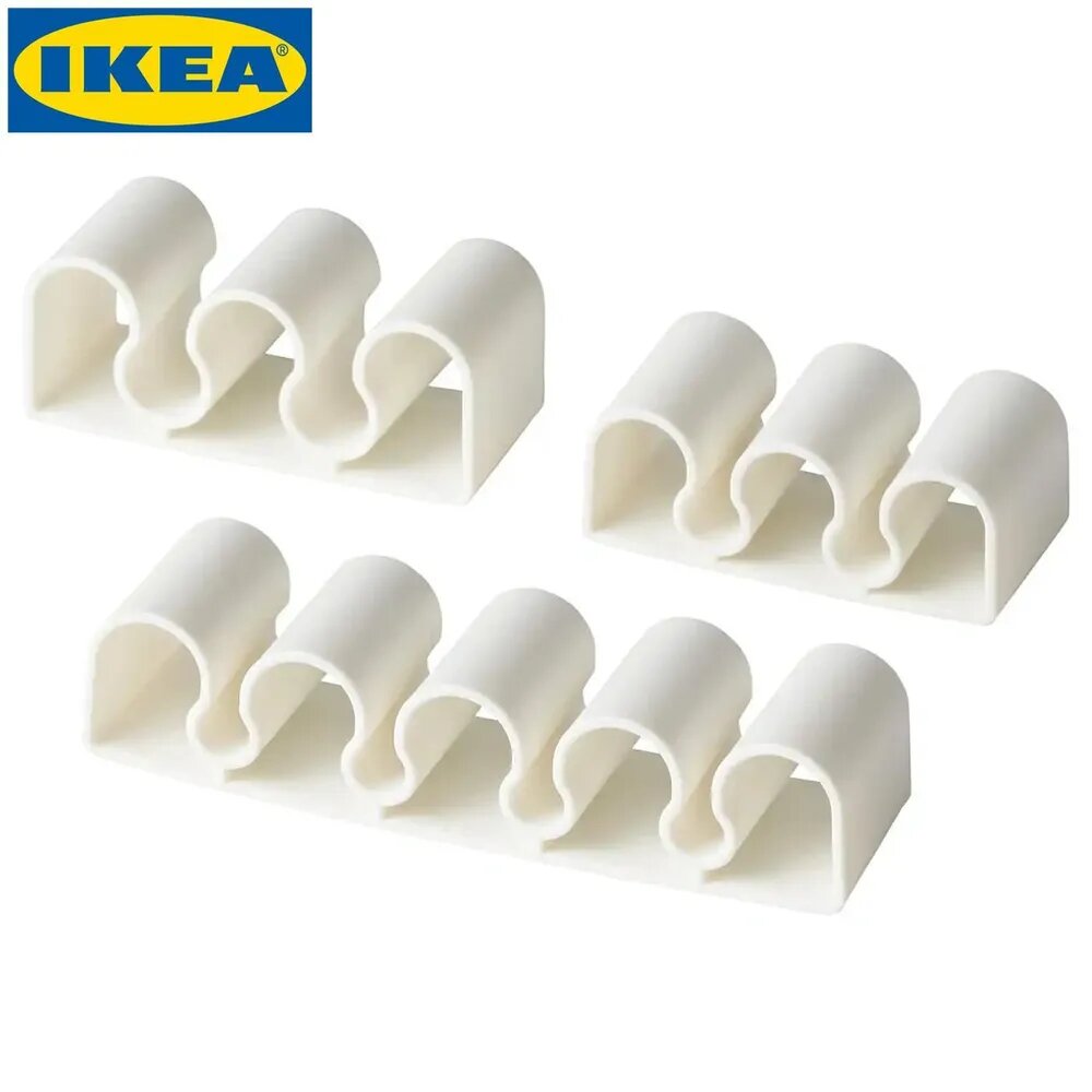 IKEA, KALKSTUFF держатель для проводов, 3 шт, белый, для организации кабелей