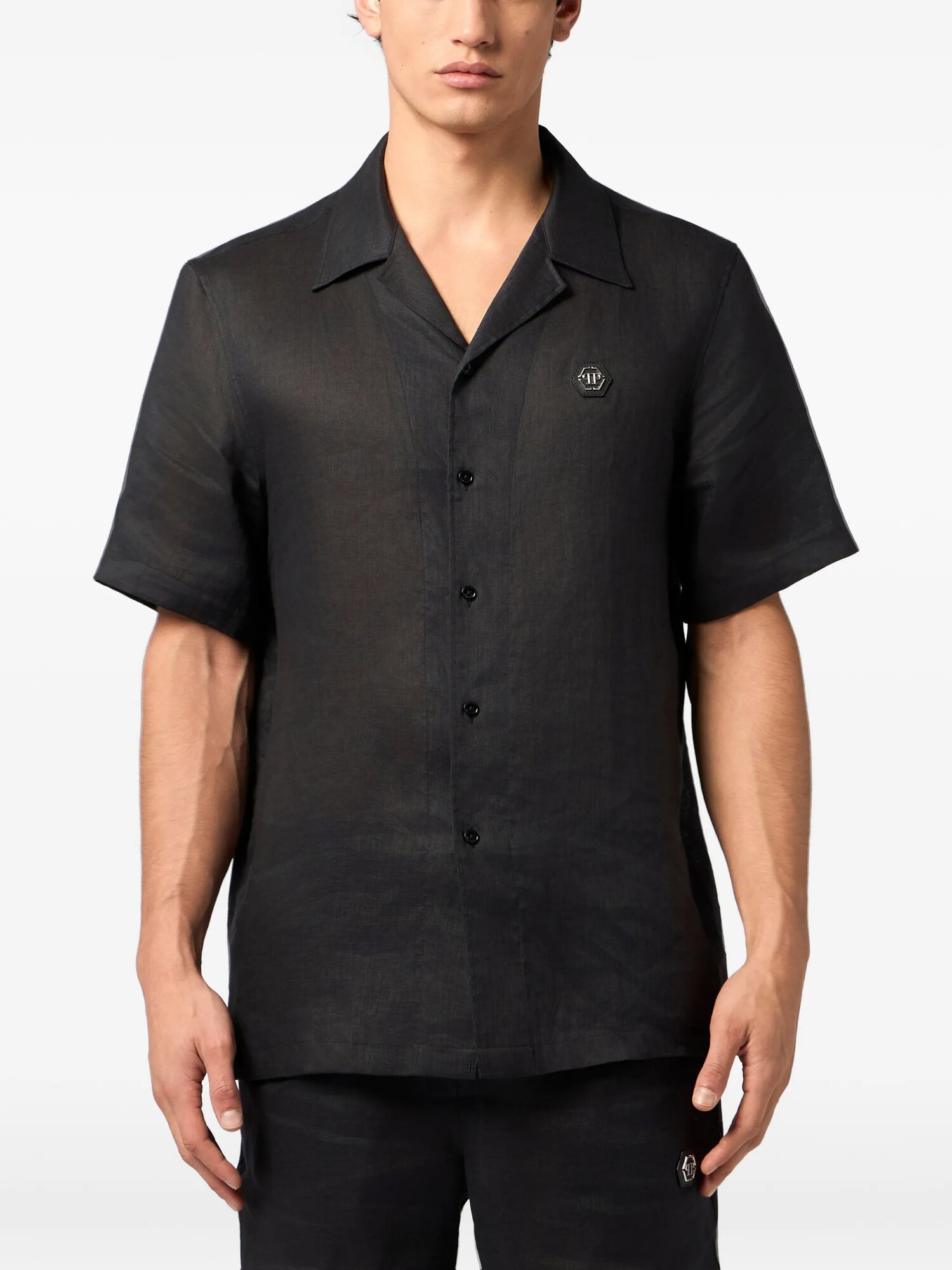 Рубашка PHILIPP PLEIN Black bowling shirt, размер S, black / black — фото 1
