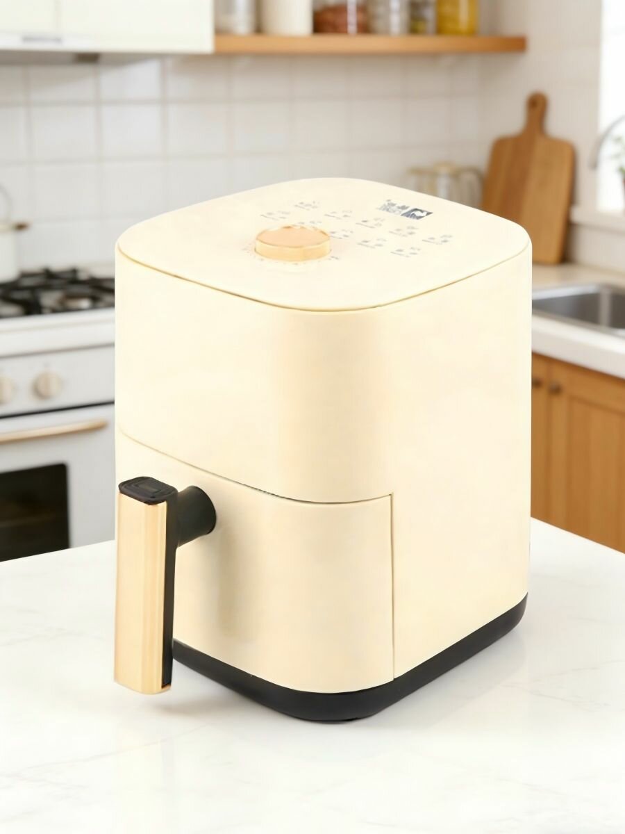 Фритюрница Camel air fryer 6Л бытовая электрическая духовка большой емкости бежевая визуальная фритюрница