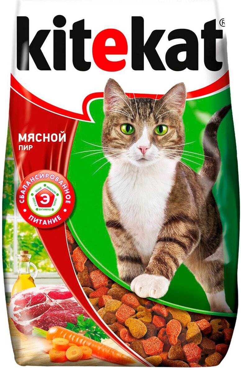 KITEKAT мясной ПИР для взрослых кошек (0,35 кг х 18 шт)