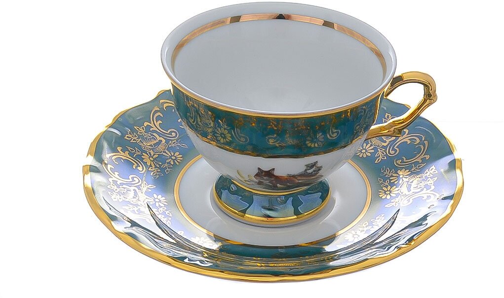 Набор мокко кофейных пар Repast Охота зеленая Мария-тереза 120 мл (6 пар)