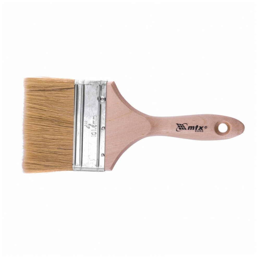 Кисть плоская Евро 4 , натуральная щетина, деревянная ручка MTX 83057