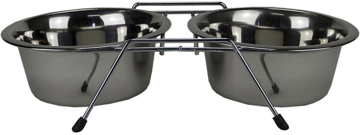 Подставка напольная с двумя металлическими мисками Dogman 2 х 0,35 л NEW 1 шт