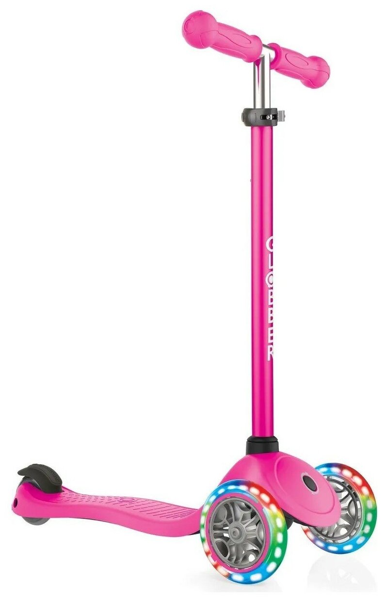 Детский самокат "Globber Primo Lights", 3 колеса, от 3-х лет - Pink