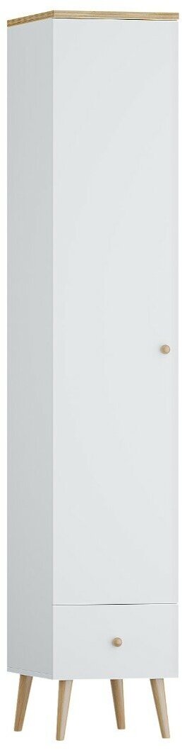 Шкаф пенал, для одежды Эйлин, Легкомаркет, левый, 40х52х200, бельевой, с ящиком, белый