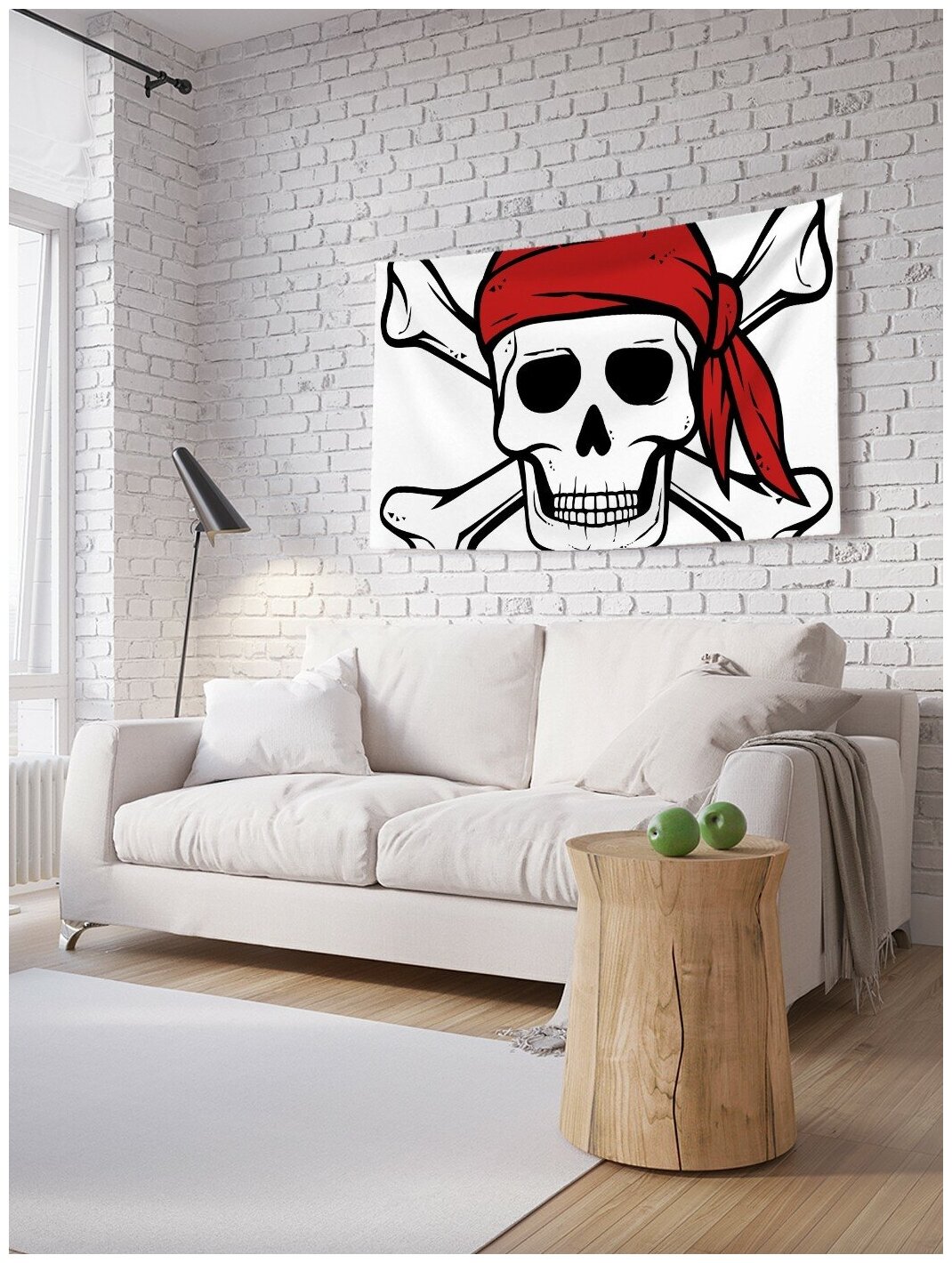 Фотопанно на стену горизонтальный постер 100х150 "Череп пирата в бандане", JoyArty