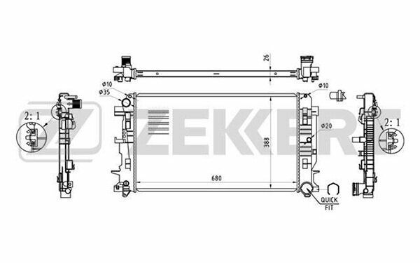 Zekkert Радиатор охлаждения двигателя для MB Sprinter (906 907 910) 06- VW Crafter 30-35 06-