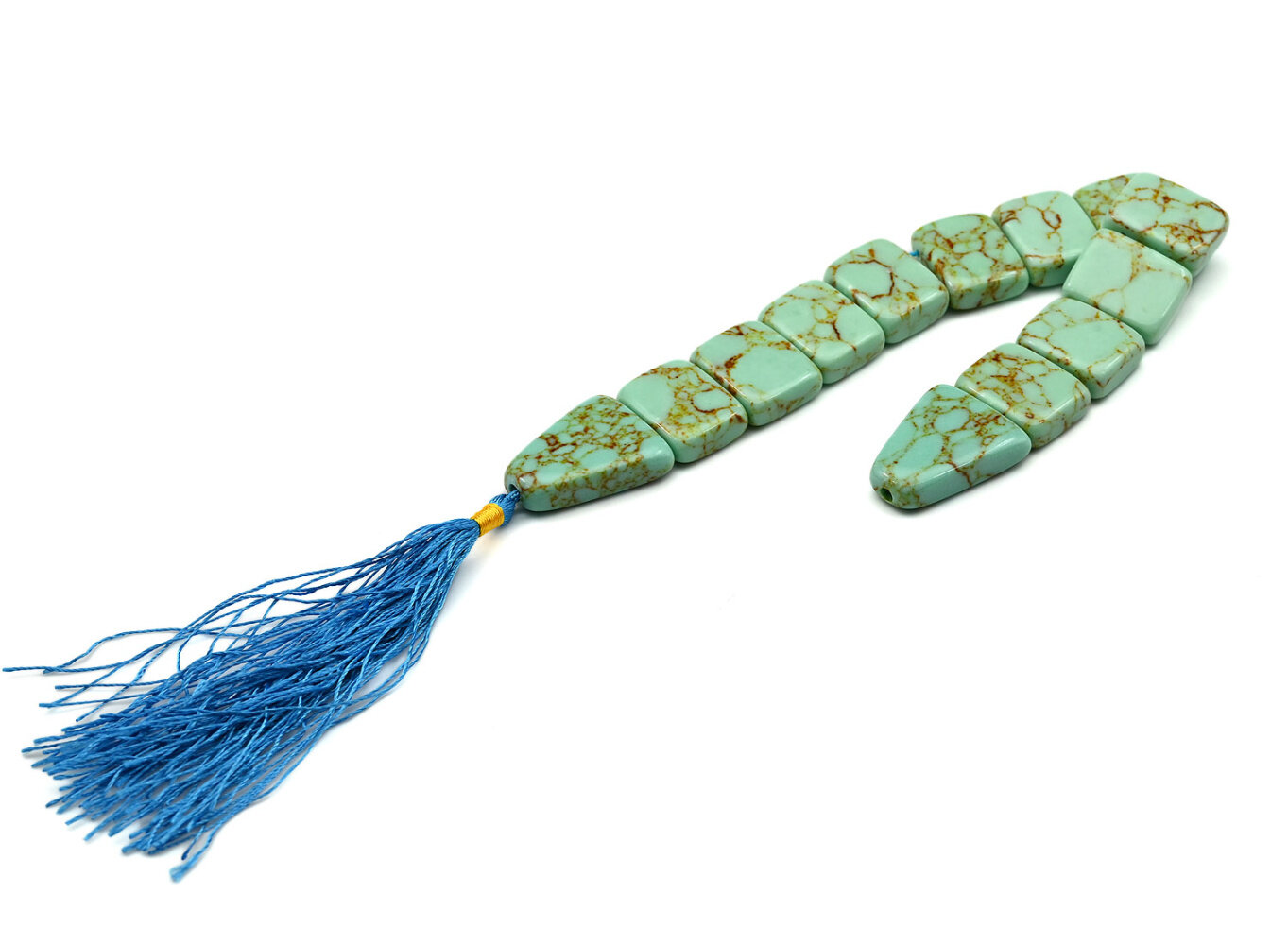 Четки перекидные из бирюзы иранской имитация, 21*17мм, 25см