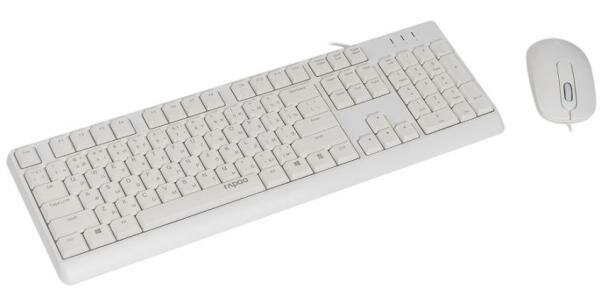 Клавиатура + мышь Rapoo X130PRO клав: белый мышь: белый, 1.5м, доп. защита от влаги