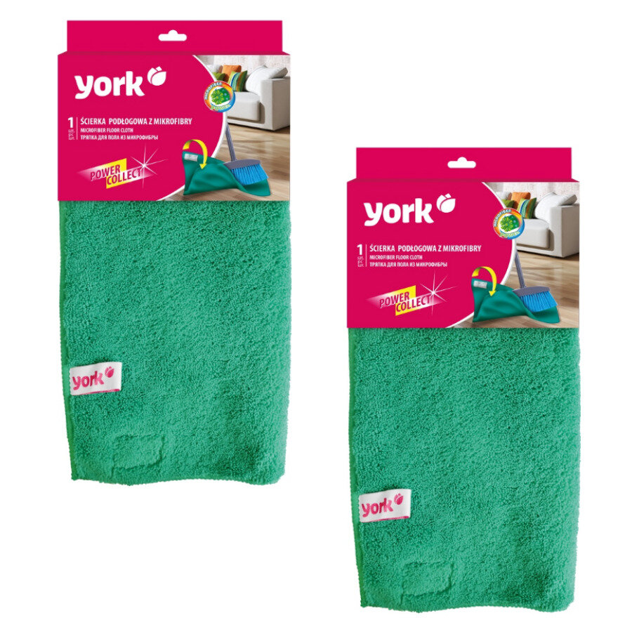 Салфетка из микрофибры для пола двухсторонняя с застежкой YORK, комплект: 2 шт, размер: 50 х 60 см, 026070-2