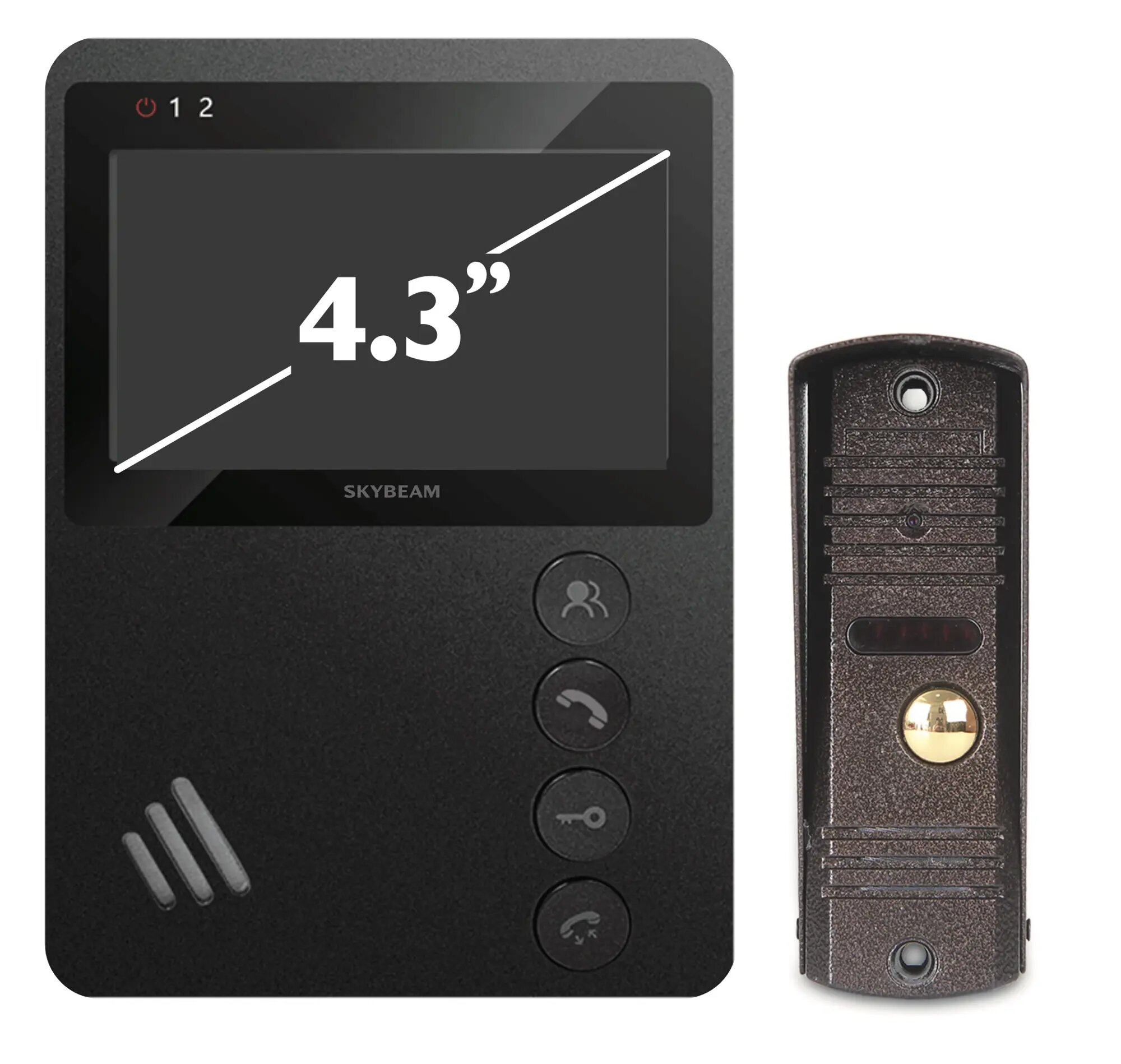 Комплект видеодомофона Skybeam 94402FA+ 94201- 600TVLBL 4.3" цвет черный