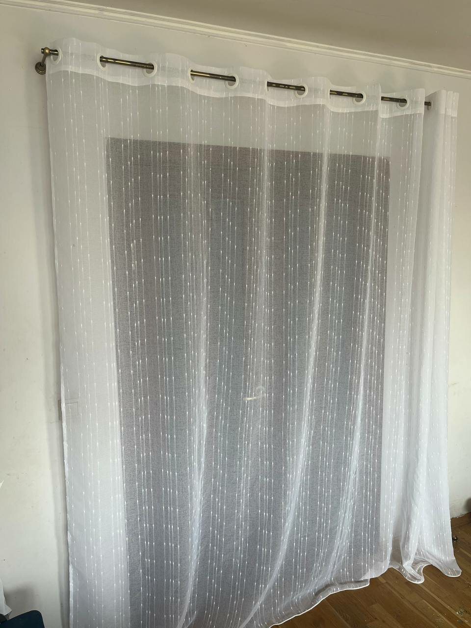 Тюль под лен "БОН БОН" на белых люверсах, 300х250, высота 250