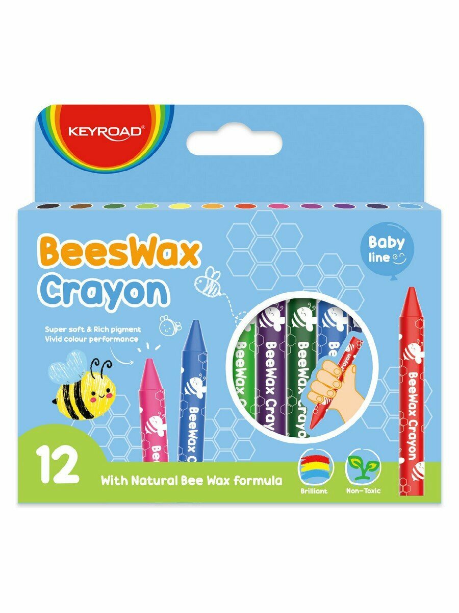 Мелки из натурального воска Beewax 12цв. Картонный футляр