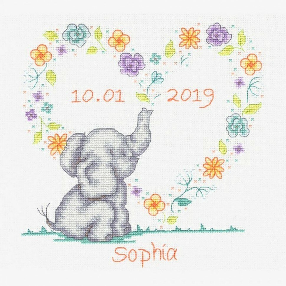 Набор для вышивания DMC #BK1879 Elephant Baby (Слоненок), Счетный крест, 20 х 20 см