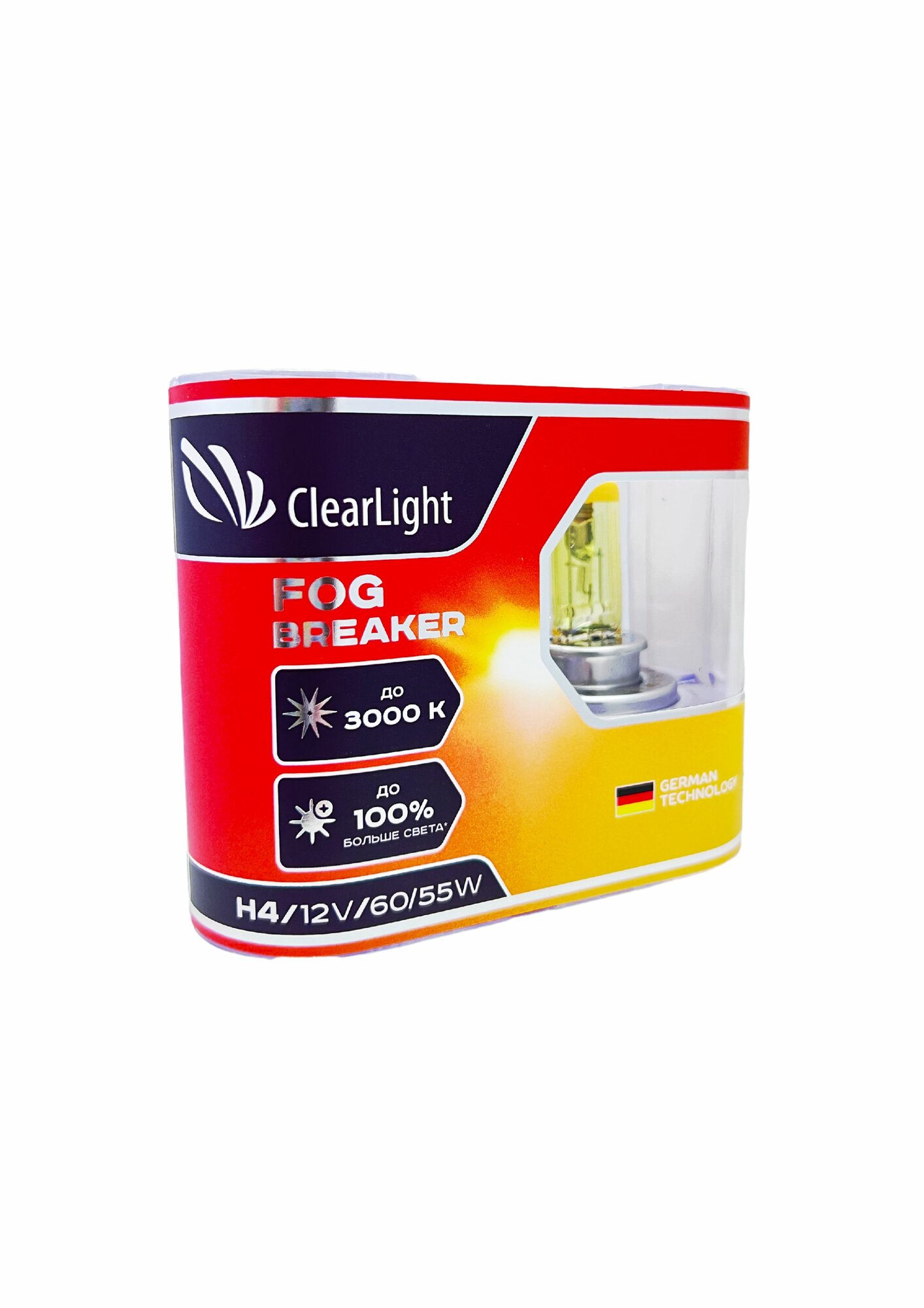 Комплект ламп H4 (Clearlight) 12V-55W Fog Breaker (Duobox) 2шт