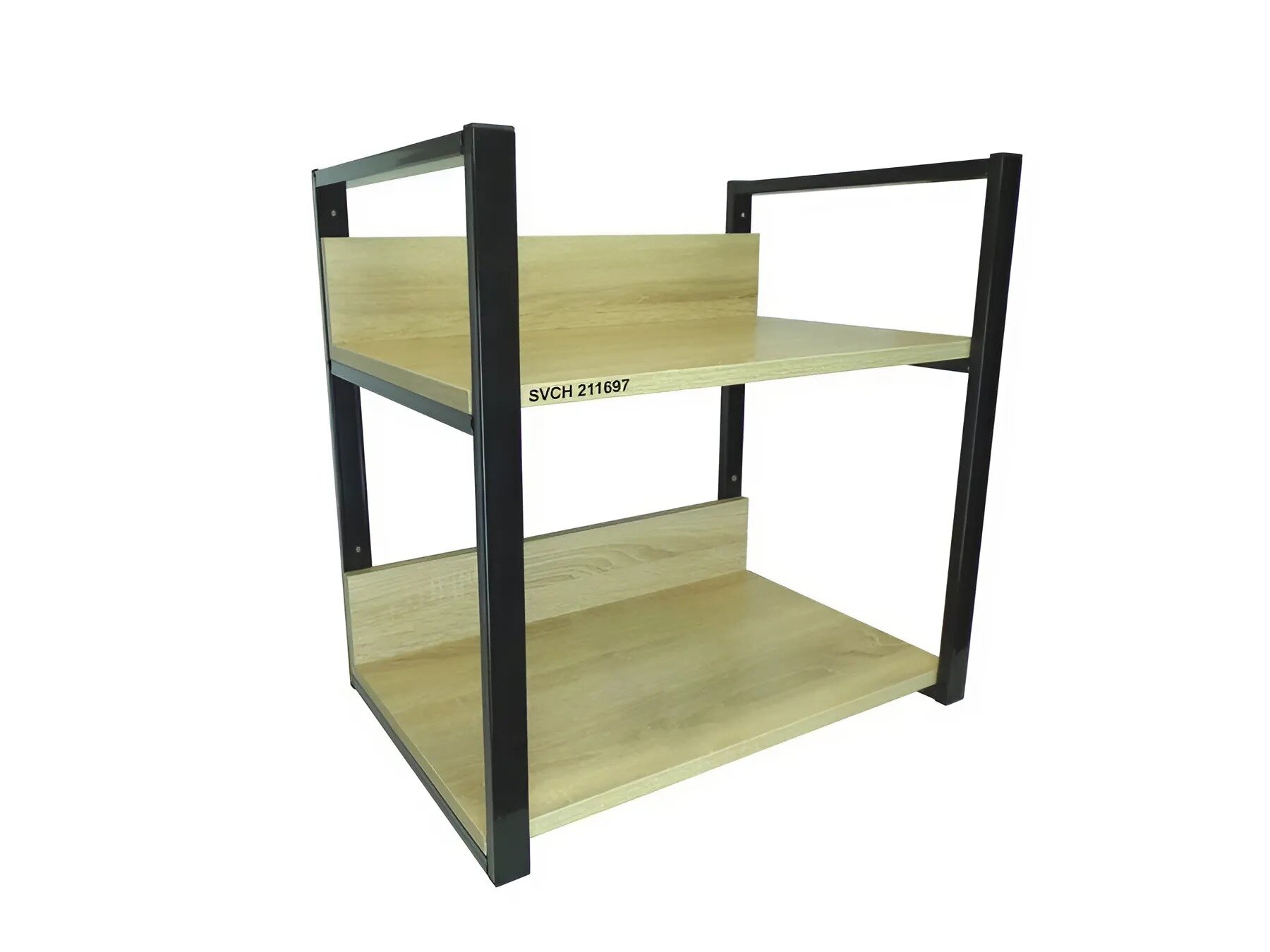 Полка для микроволновки GARROSS "SIBERIA 211697", две полки 35х54 см, высота 54 см, каркас чёрный, цвет полок дуб сонома