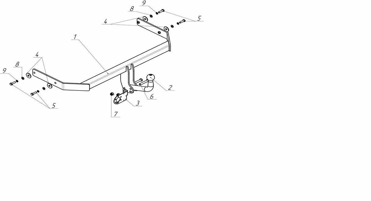Фаркоп для Volkswagen Polo V хэтчбек 2009г.-по н. в. (без электрики) (паспорт и сертификат) AvtoS. VW27