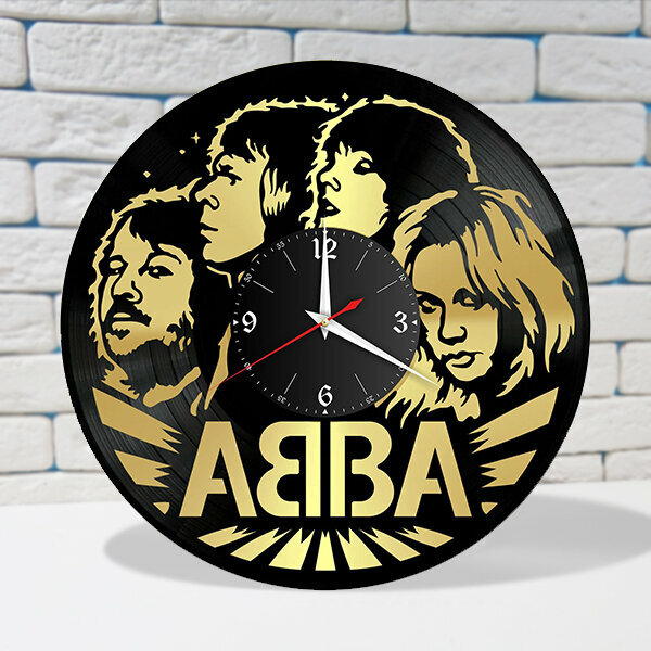 Настенные часы из виниловой пластинки ABBA 2 золотая подложка