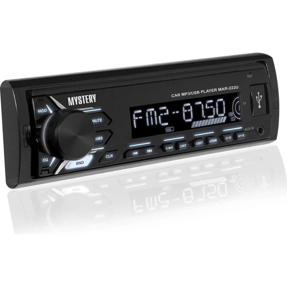Автопроигрыватели Mystery MP3 MAR-222U 00000046807, 3.5 мм, надежный, USB‑подключение, монохромный LCD‑дисплей, FM‑радио