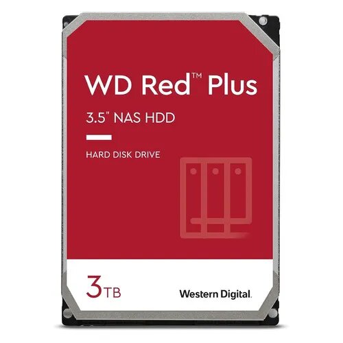Жесткий диск WD Red Plus WD30EFPX, 3ТБ, HDD, SATA III, 3.5"
