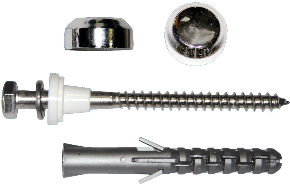 Комплект крепления для унитаза и писсуара с хромированной заглушкой PWC 8х40 (2 шт.) 9999992641