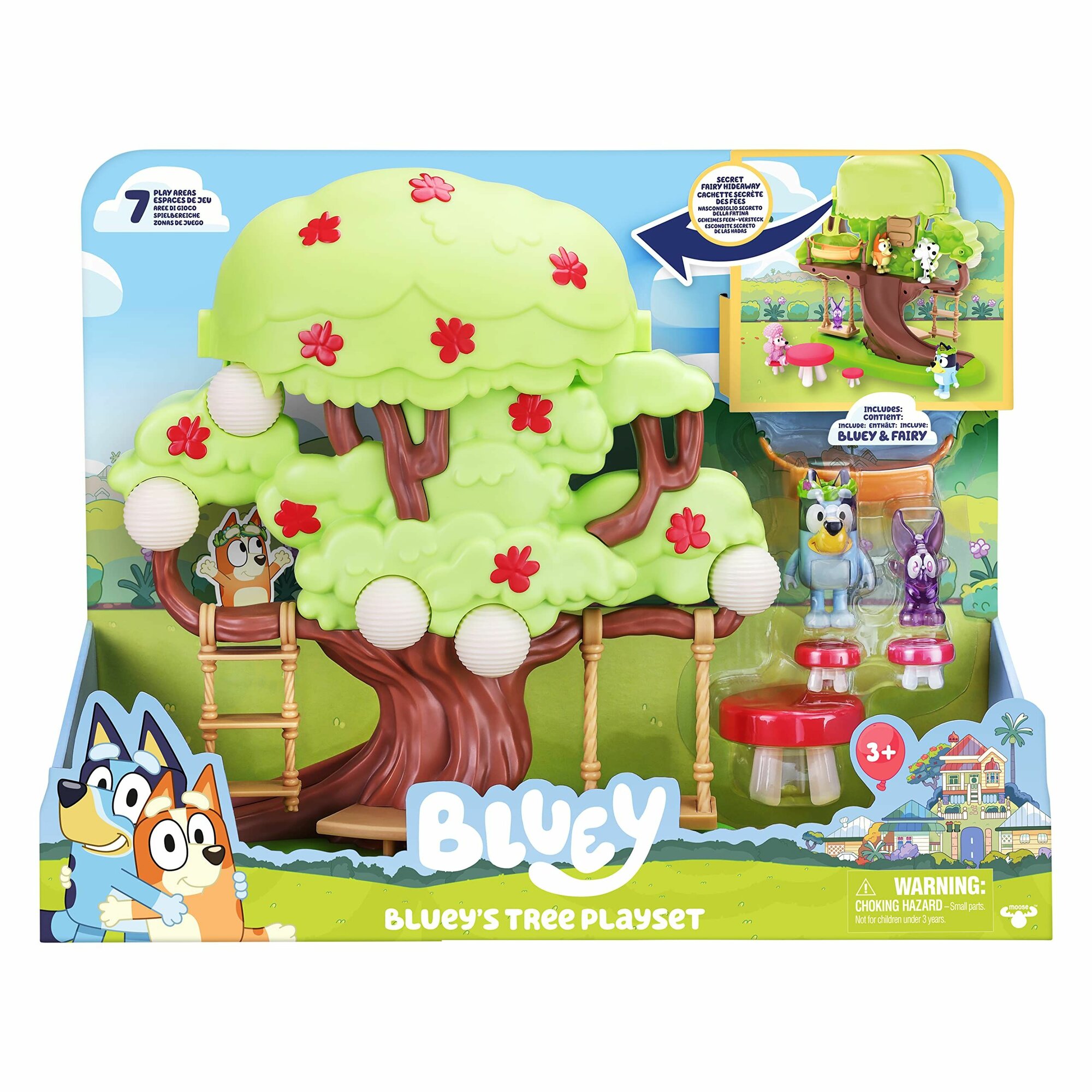 Bluey Tree Playset с тайным убежищем, цветочной короной, фигурками фей и аксессуарами