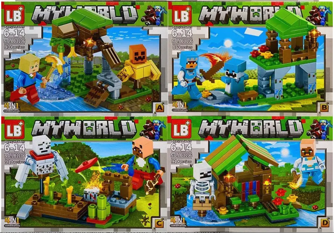 Конструктор LB My World "Нападение Зомби и Скелетов на дом Пингвина 4в1" LB1106, 86-93 деталей
