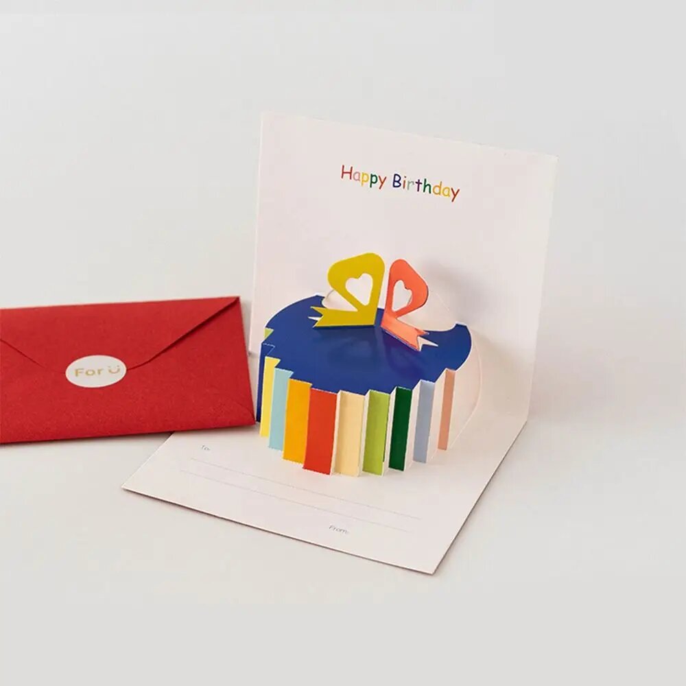 Картонная открытка на день рождения, складная, легко носить с собой, поздравительная открытка с конвертом, любовная открытка, прочная открытка на день отца, фестивали
