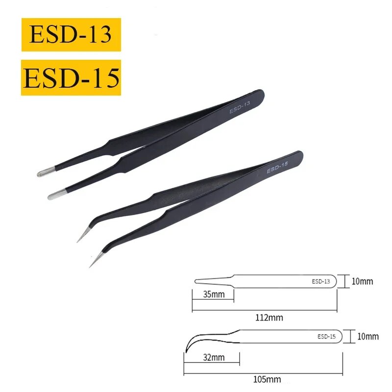 ESD-13 и ESD-15 пинцеты антистатические, набор 2 шт
