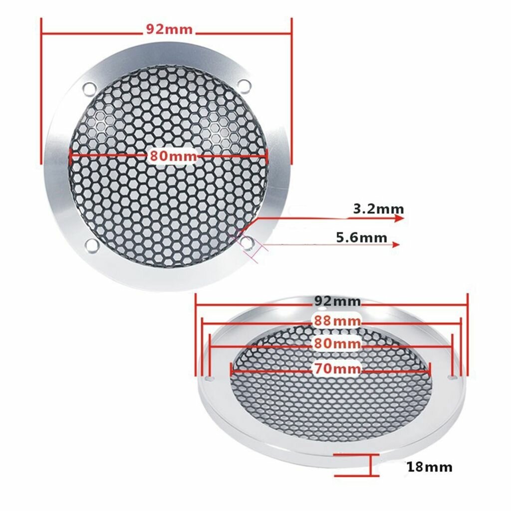 Запчасть для аудиотехники, Автомобильная алюминиевая решетка для динамиков - серебристая - 3 дюйма